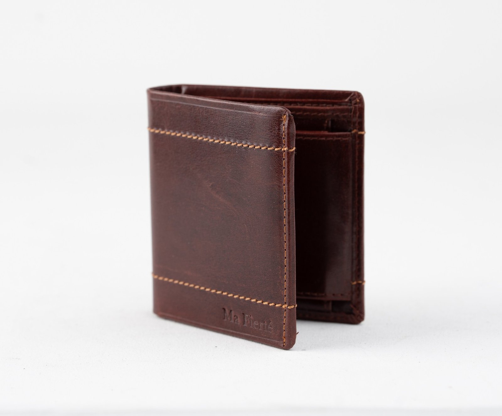 Classic Bifold Wallet – Rich Mahogany Brown with Contrast Stitch – Ma ...