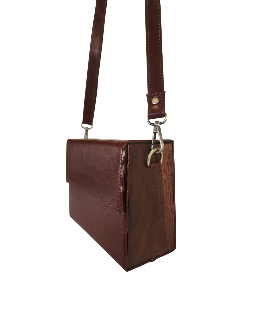 Deep Brown Polished Teak Panel & Full-Grain Leather Messenger Bag – Ma ...